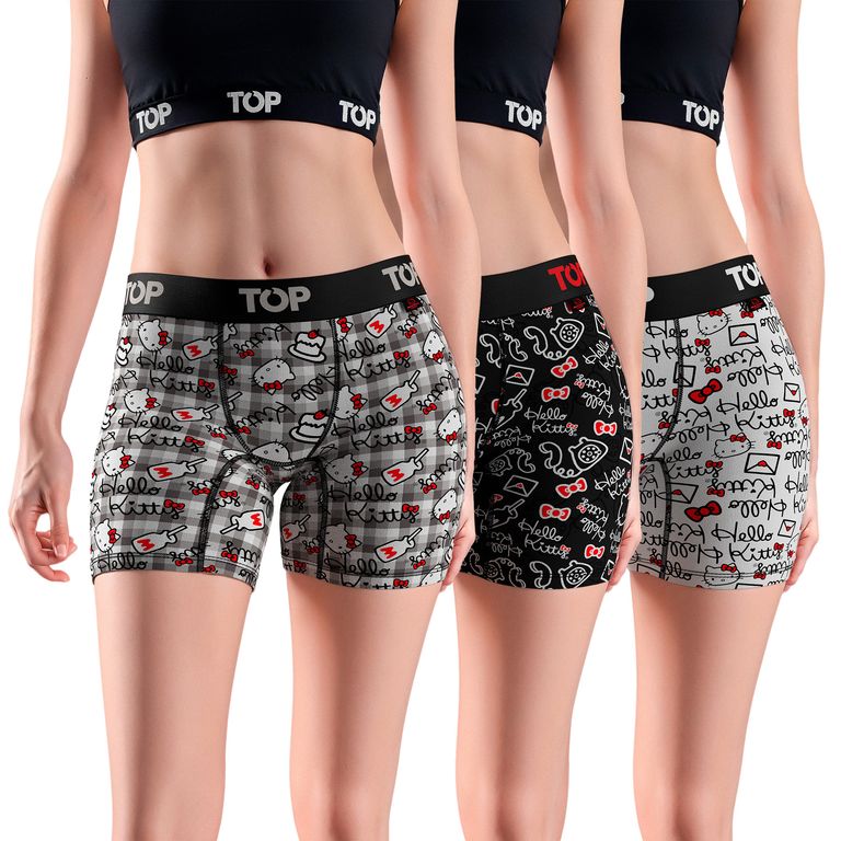 TOP Bóxer Medio MUJER Algodón Pack 3 Hello Kitty C6 Top | falabella.com