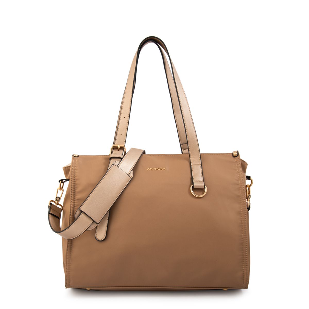 AMPHORA Cartera tote porta notebook fiorela grande beige oscuro | falabella.com