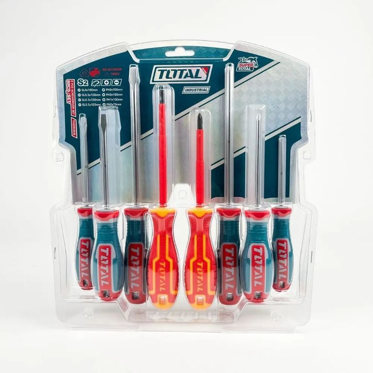 TOTAL TOOLS Kit Set Juego Destornilladores 8 Piezas Total Tksds0836 ...