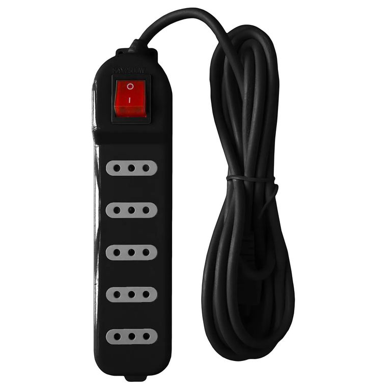 MACROTEL ALARGADOR 5 TOMAS 5 METROS SWITCH ON/OF NEGRO | Falabella Chile