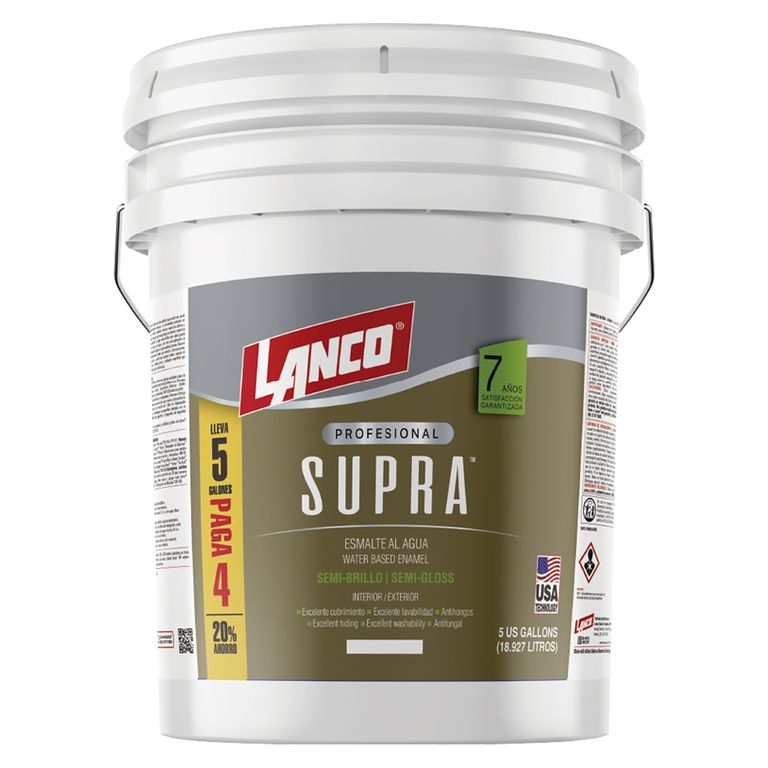 LANCO Lanco Esmalte al agua Supra Semi Brillo Blanco 5GL | Falabella Chile