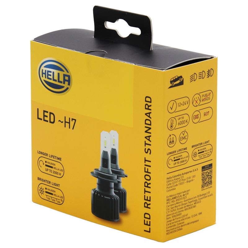 HELLA AMPOLLETA LED H7 RETROFIT STD 1224V 18W 1900LM 6000K PAR ...