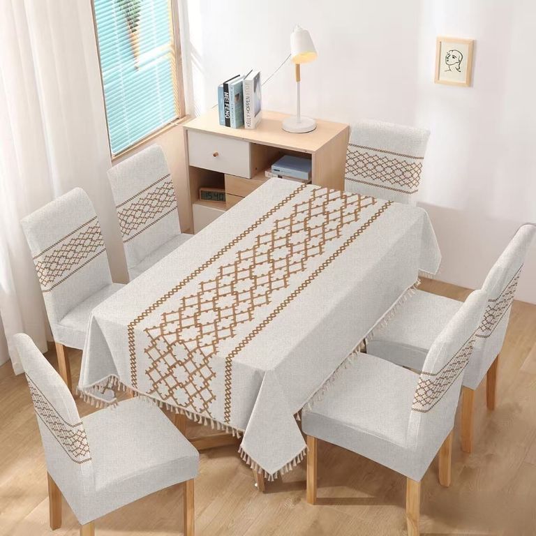 SET DE MANTEL DE LINO CON 6 CUBRE SILLAS PROTECTOR 7 PIEZAS | Sodimac Chile
