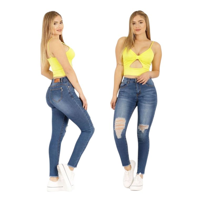 HERIEL Jeans Pitillo Full Push Up Levanta Cola Corte Colombiano ...