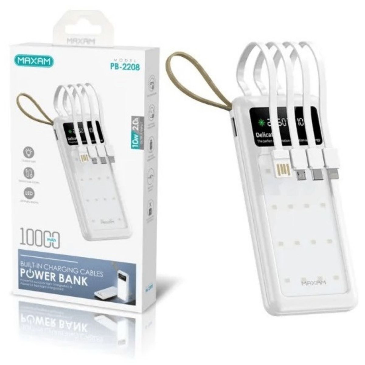 GENERICO Power Bank cargador Portátil 10000 mAh blanco luces led Maxam ...