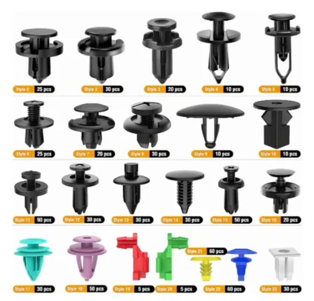 Kit 725 Clip Broche Retencion Plastico Auto Lata Tapabarro | Sodimac Chile