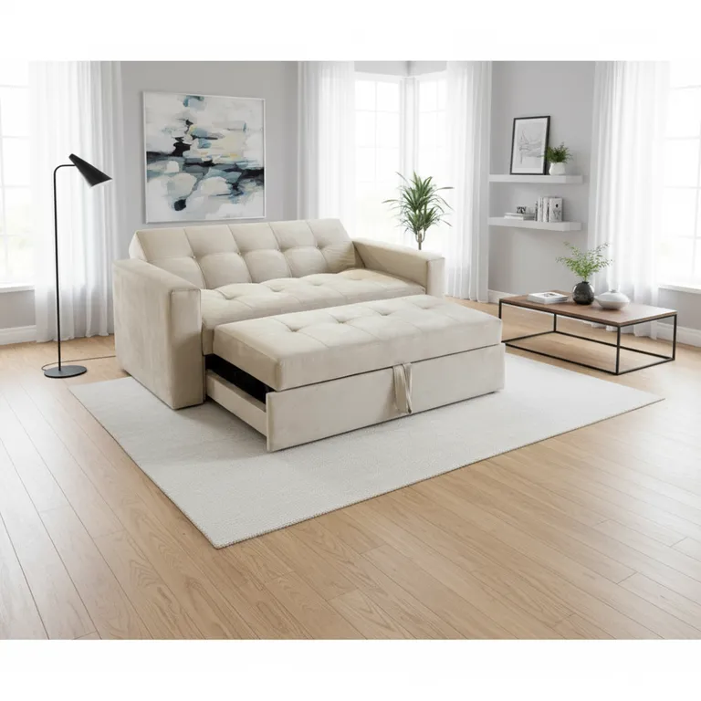 MUEBLES NEW SOFA CAMA NOVUS TRES POSICIONES BEIGE FELPA | falabella.com