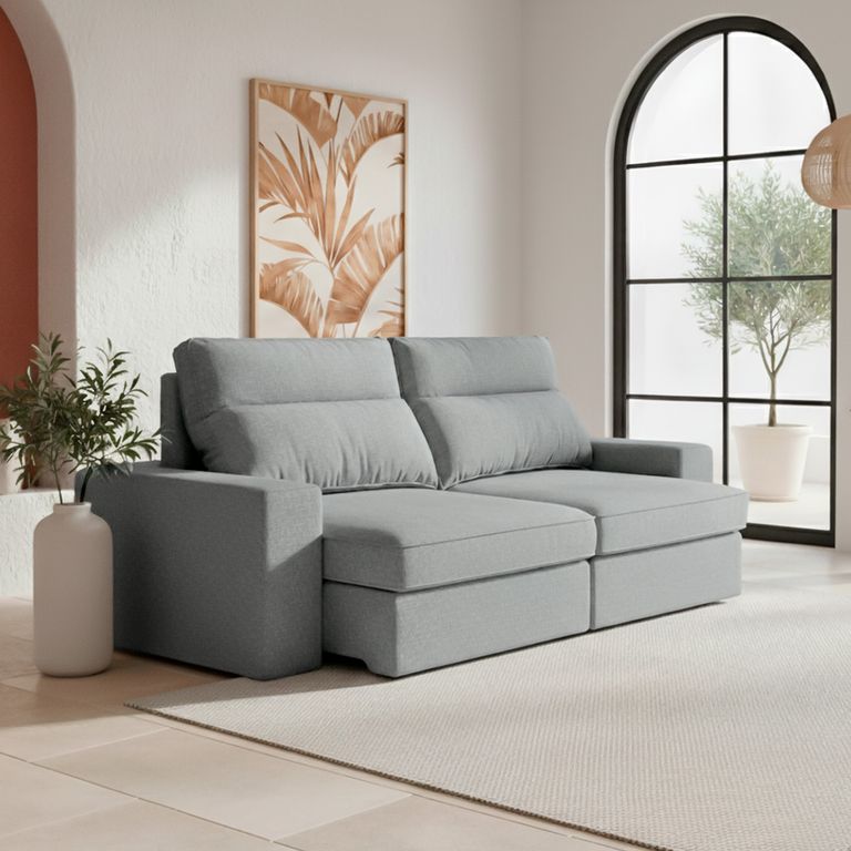 RE DECORA Sofá 2 Cuerpos Austin Reclinable Extensible Gris 250 cm ...
