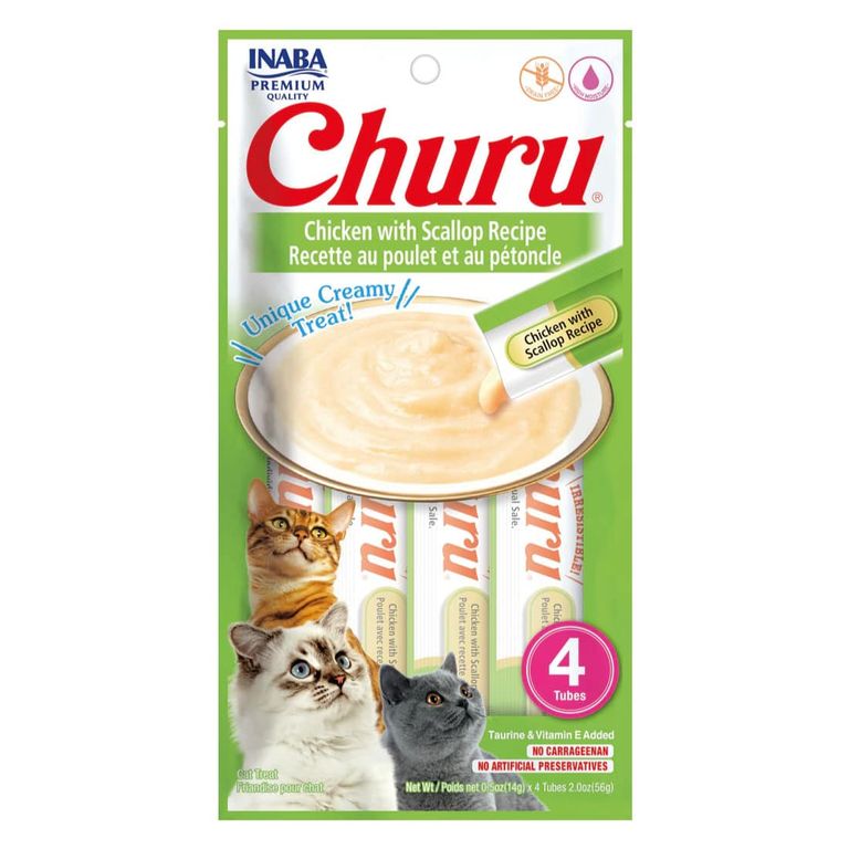 Snack Inaba Churu Gato Sabor Pollo y Ostion 4 Tubos | Sodimac Chile