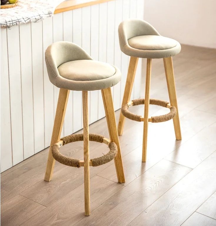 Pack2 Silla Piso Bar Madera Altura Taburete Respaldo Moderna - Madera ...