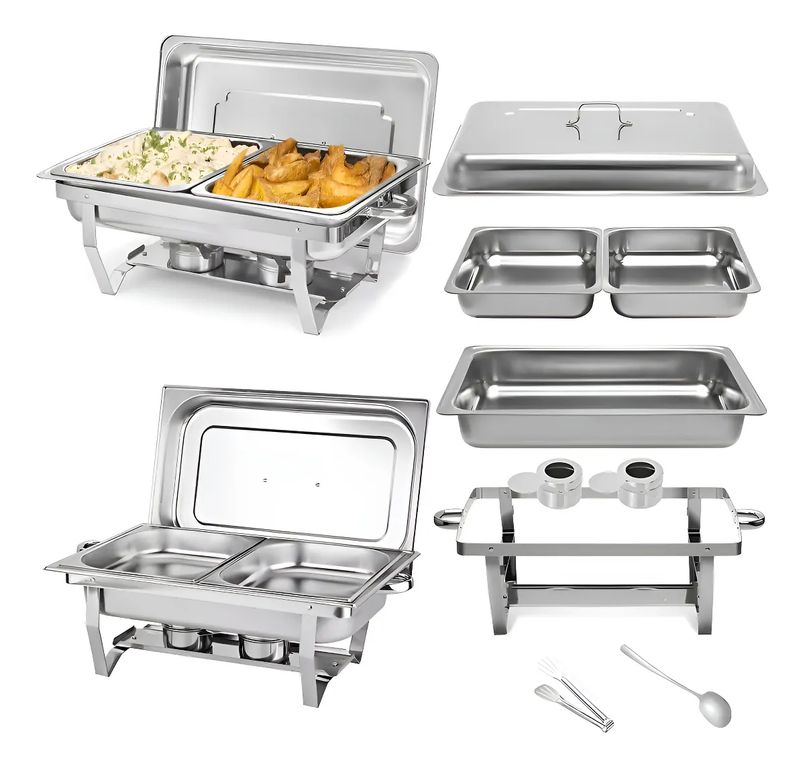 EVERSO Chafer Buffet Plegable De Acero Inoxidable Con 2bandejas 11L ...