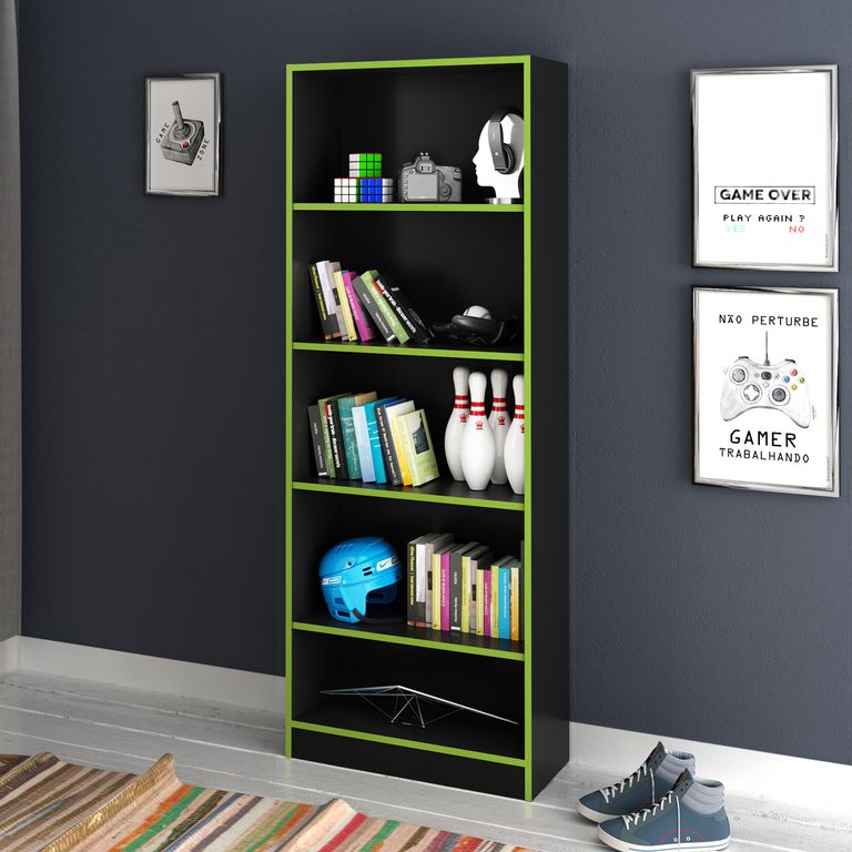 Estante Gamer MDP 5 Niveles 59.8x160x25.5 cm Negro Verde | Sodimac Chile