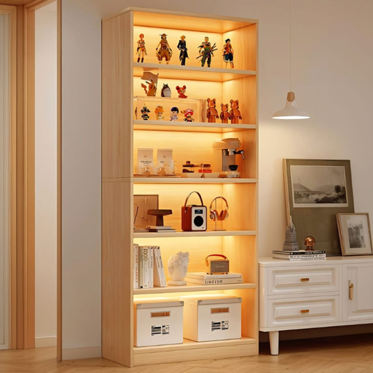 GENERICO Librero Madera Biblioteca Estante 7 Repisas 80x24x178cm ...