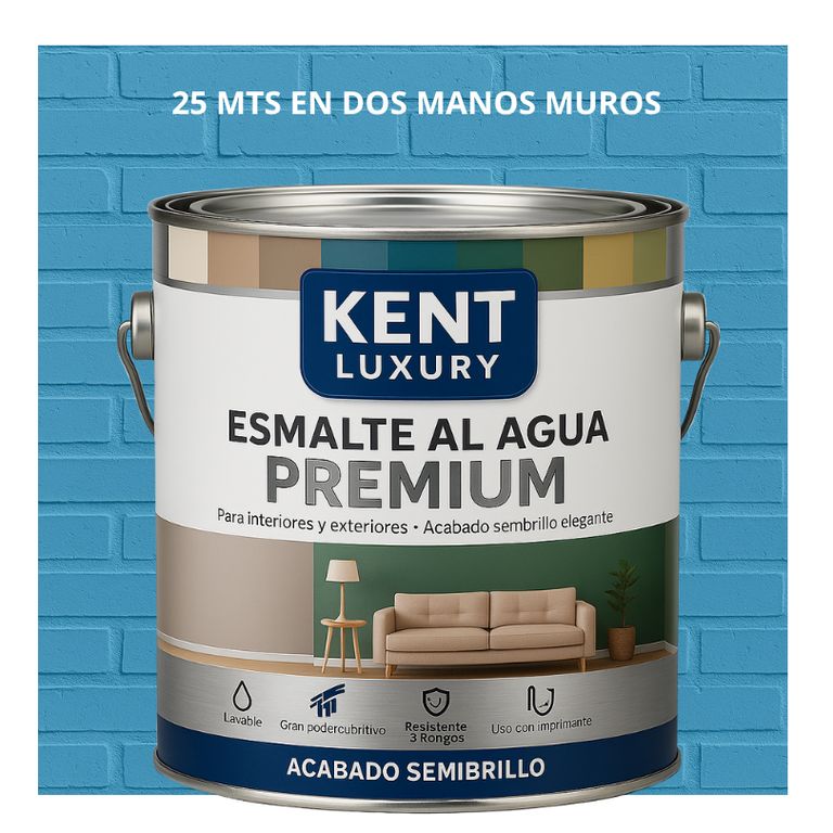 KENT PINTURA ESMALTE AGUA FACHADAS - SEMIBRILLO - 4L AZUL CIELO ...