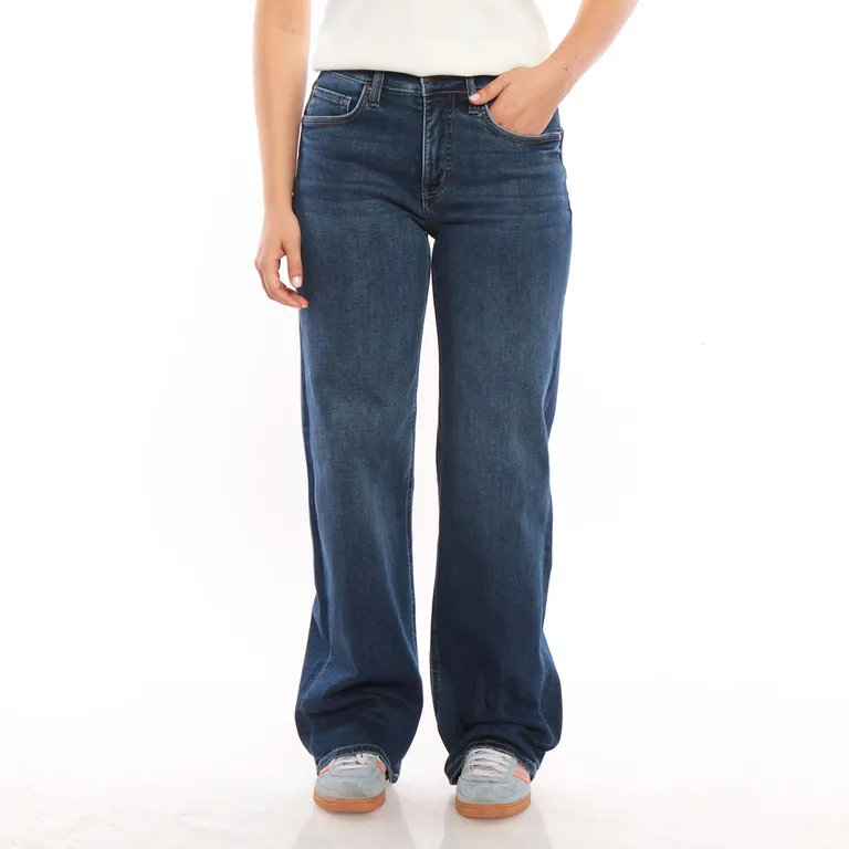 WADOS JEANS WIDE LEG TIRO ALTO PRETINA BASICA 1 BOTON | falabella.com