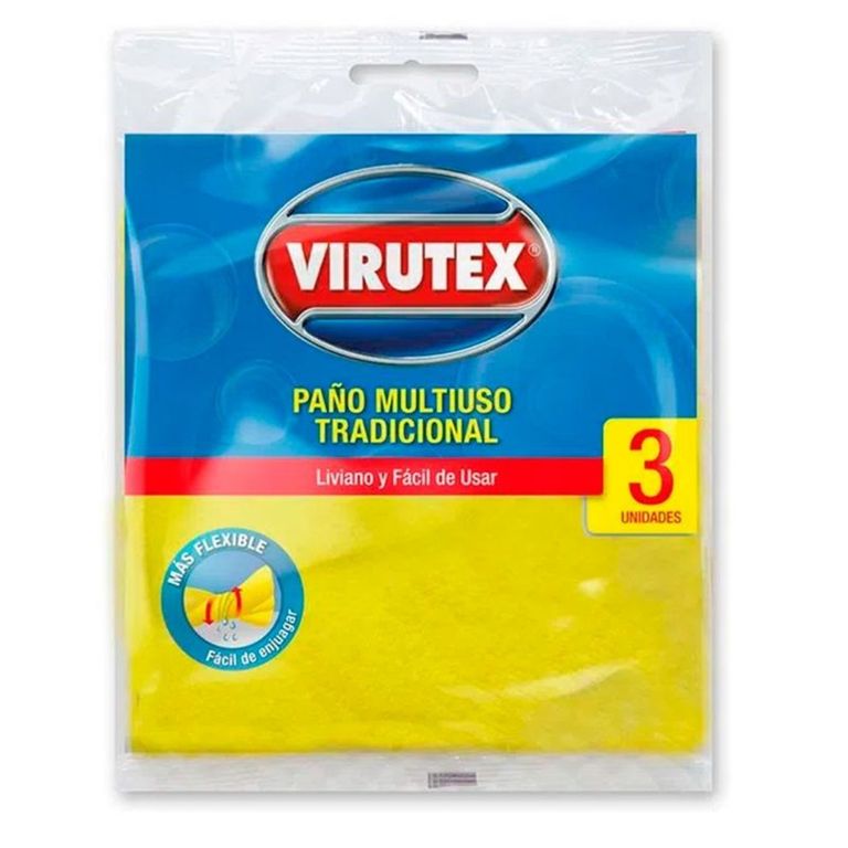 PACK X 4 PAÑO MULTIUSO TRADICIONAL 3 UND VIRUTEX | Sodimac Chile