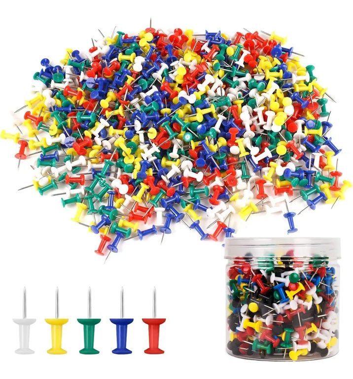 KUANGYE 800 Chinches Colores Push Pins Tachuelas Para Pizarra Corcho ...