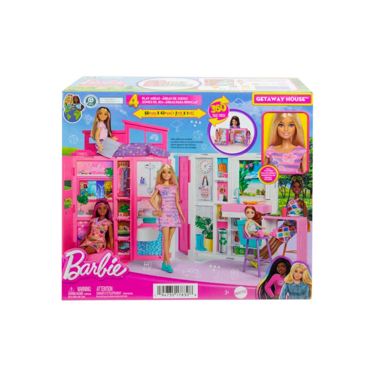 BARBIE Casa De Barbie Glam Con Muñeca Getaway House Loft 360 grados ...