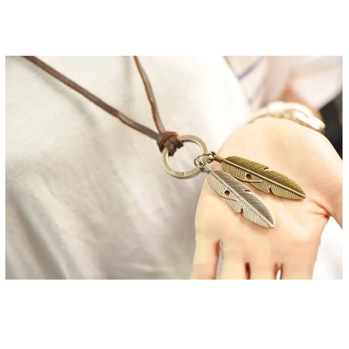 GENERICO Collar Vintage Royal Madriz 2 Plumas Cuero Genuino | falabella.com