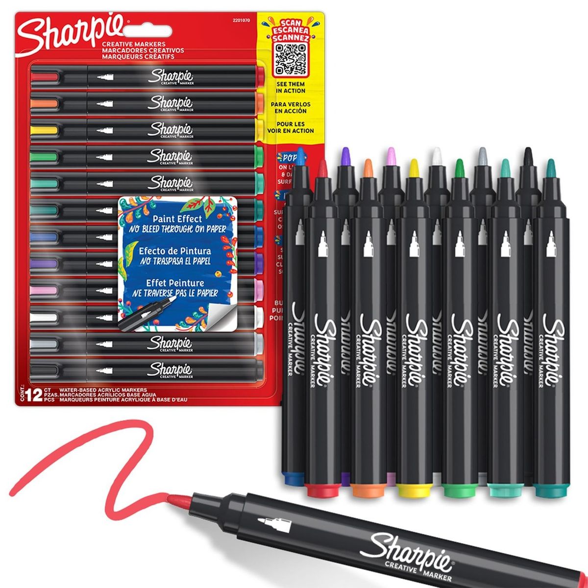 SHARPIE MARCADOR SHARPIE® ACRÍLICO PUNTA BALA 12 COLORES BÁSICOS ...