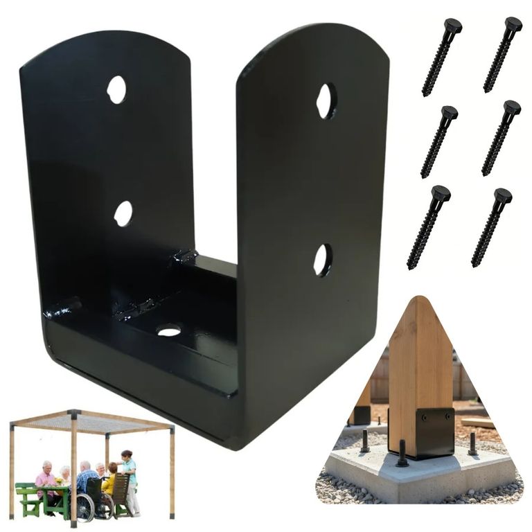 Base Para Pilar De Madera 4x4 Cepillado ( Para Anclar ) Con 6 Tornillos ...