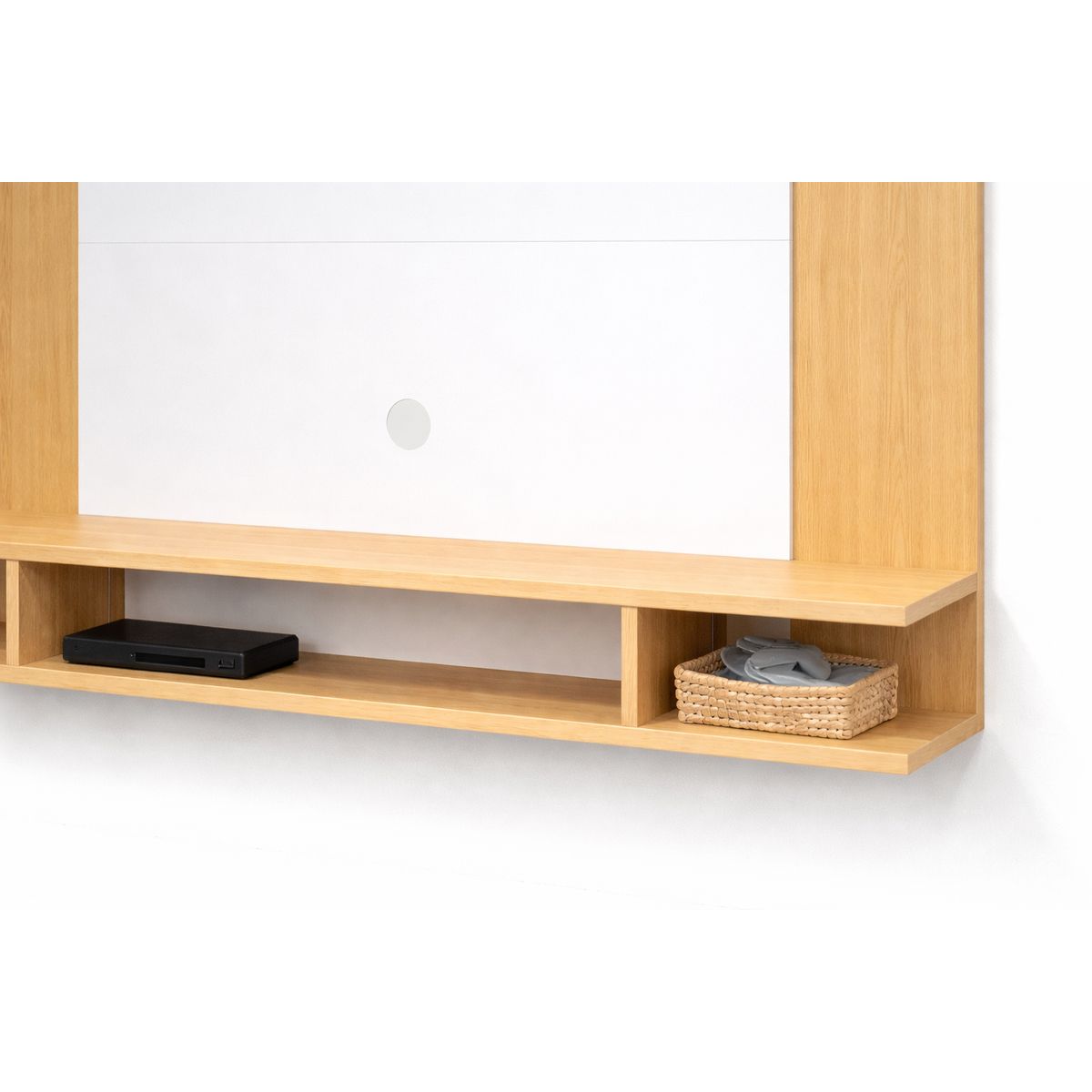SPACE HOME Rack Panel TV 50” MDF Madera Clara con Estante 118,5 cm ...