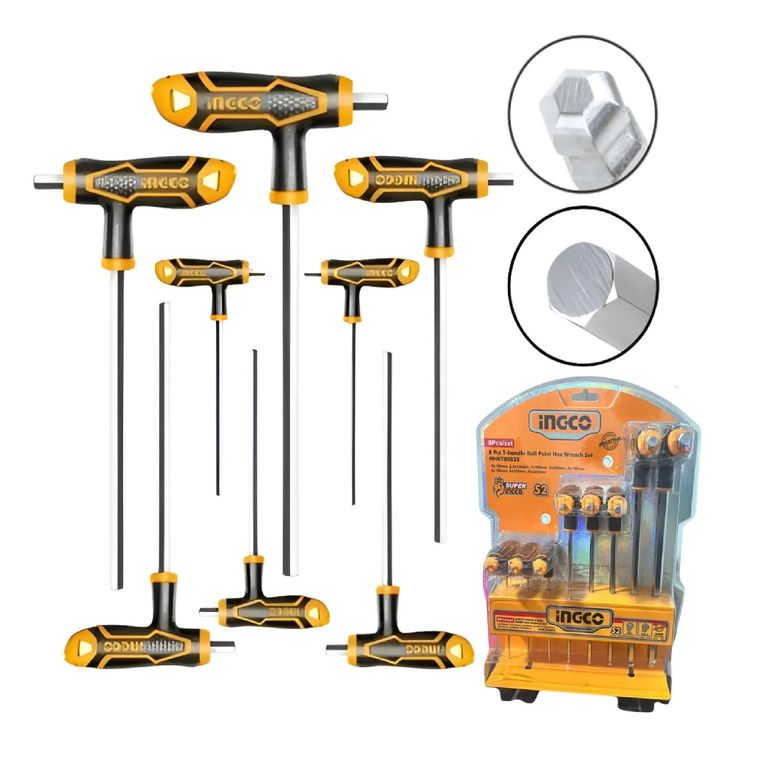 Juego Llave Allen Tipo T Punta Bola Ingco 8 Pzs 2-10mm Cr-v | Sodimac Chile