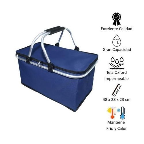 Bolso Termico Plegable Azul Marino Cooler Canasta Picnic | Sodimac Chile