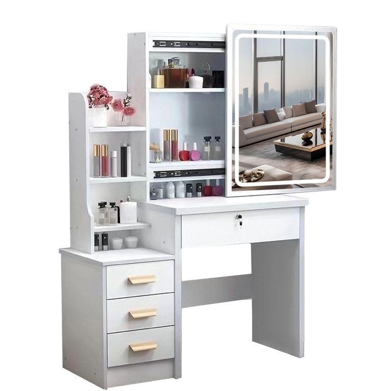 Tocador Moderno Y Sencillo Con Espejo LED Estantes Múltiples | Sodimac ...