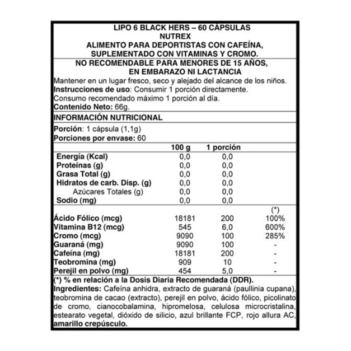 NUTREX RESEARCH Lipo 6 Black Hers Ultra C- 60 caps – Nutrex | falabella.com