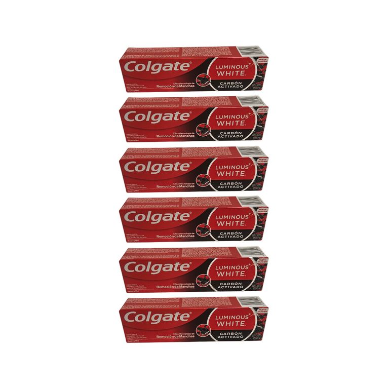 COLGATE Pack 6 Pasta Colagte Luminous White Carbon Activado 90g ...