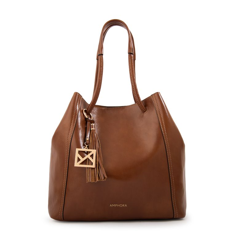 AMPHORA Cartera tote margaret grande café | Falabella Chile