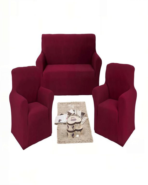 GENERICO SET DE FUNDAS DE SOFA CUADRILLE 3+1+1 COLOR BURDEO | Falabella ...