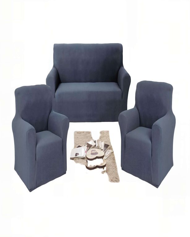 GENERICO SET DE FUNDAS DE SOFA CUADRILLE 3+1+1 COLOR GRIS | Falabella Chile