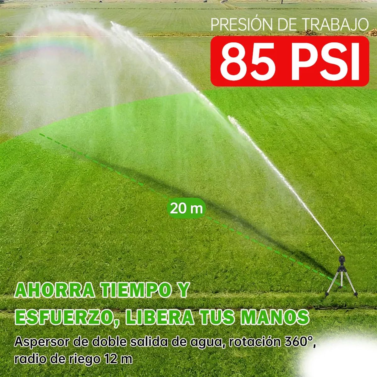 VERCI Aspersor De Riego 360° De Impacto En Bronce Con Trípode ...