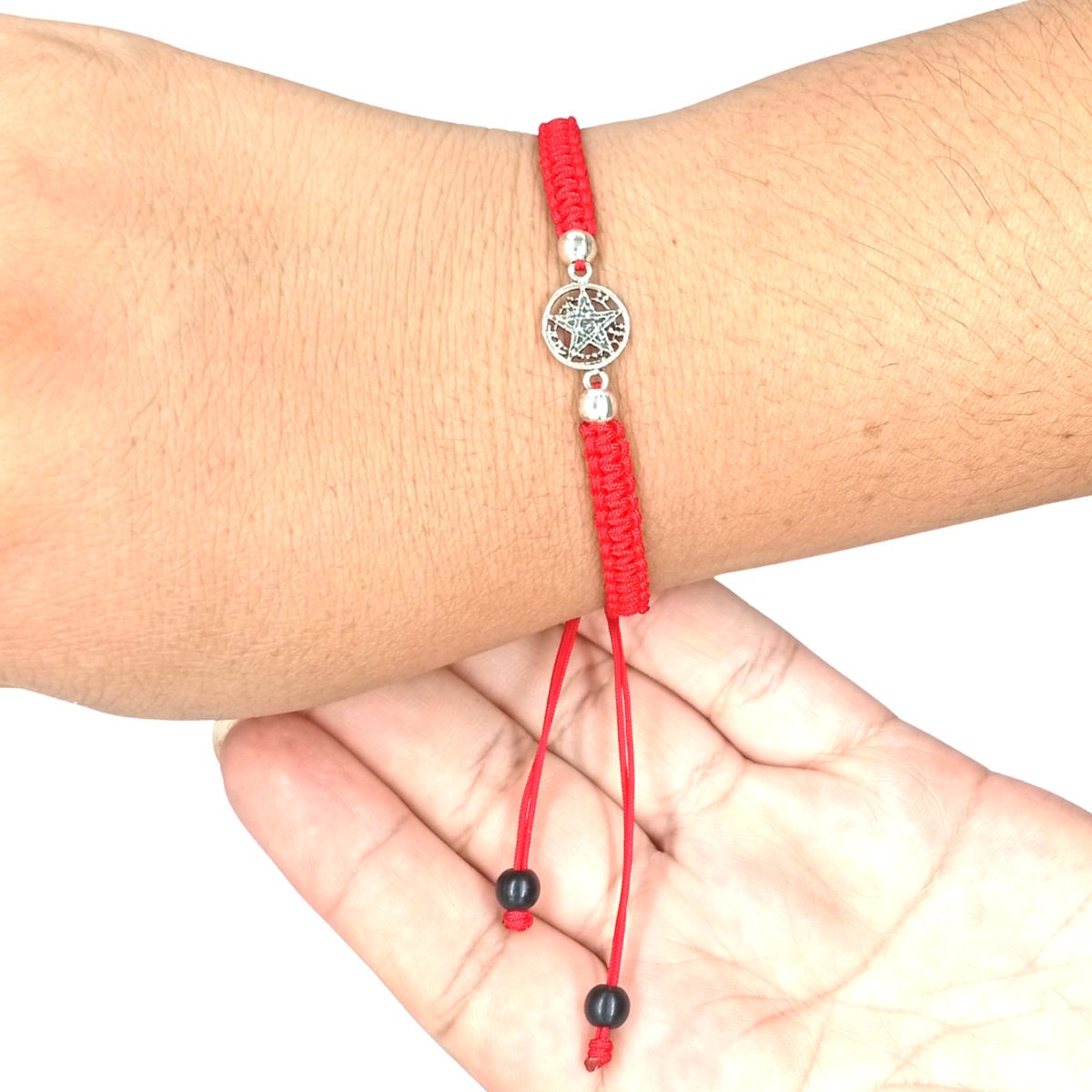 GENERICO Pulsera Roja Tetragramaton Plata 925 Ajustable Unisex ...