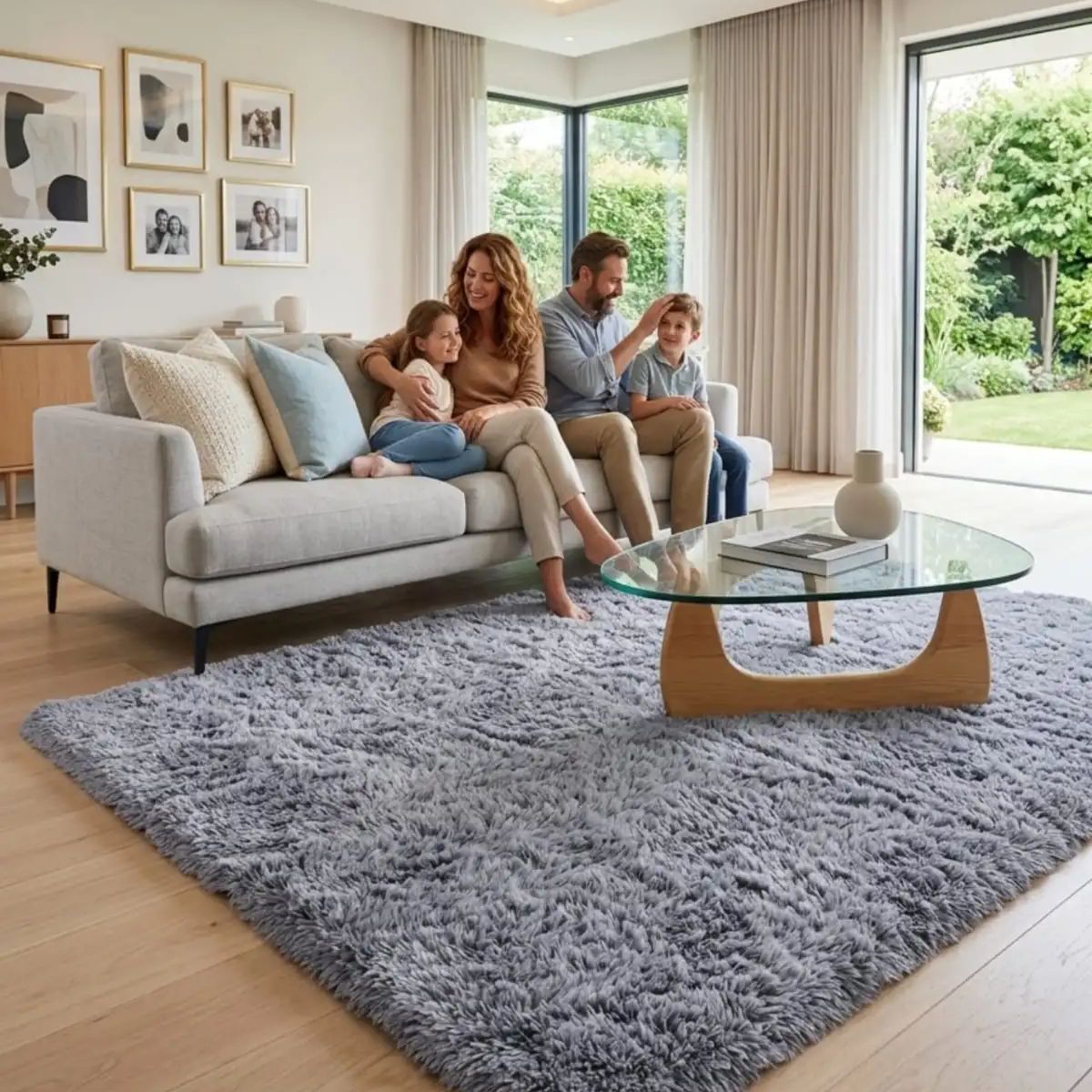 GENERICO Alfombra Shaggy Pelo Largo 150x200 Cm Suave Living Dormitorio ...