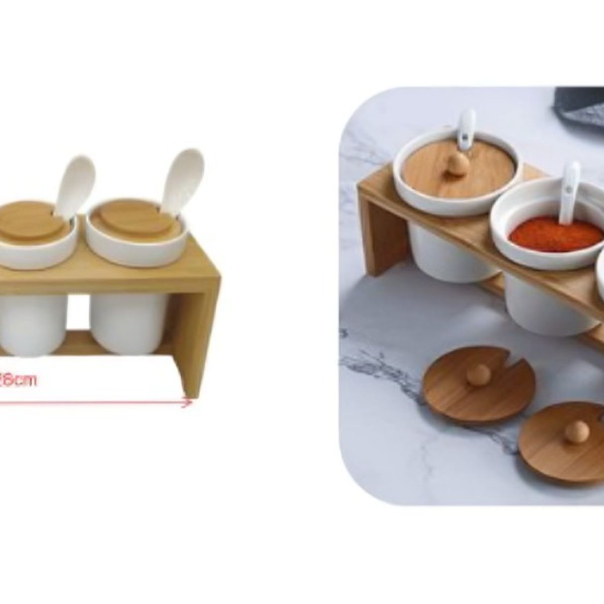GENERICO Set Tarros de Condimentos con Base y Cucharas Organizador de ...