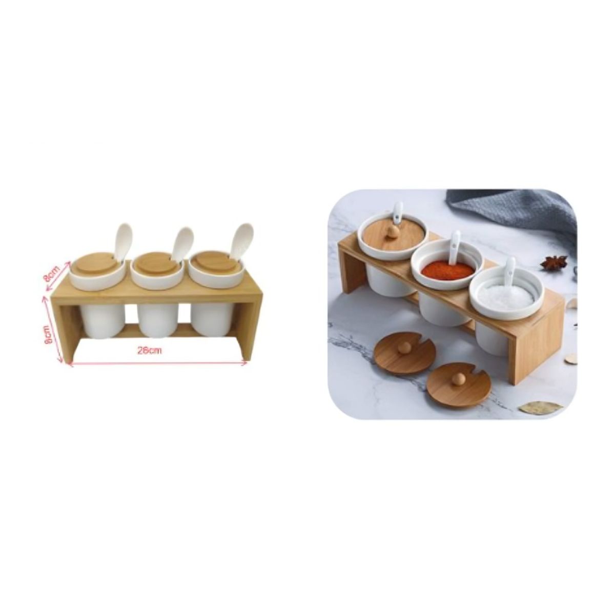 GENERICO Set Tarros de Condimentos con Base y Cucharas Organizador de ...