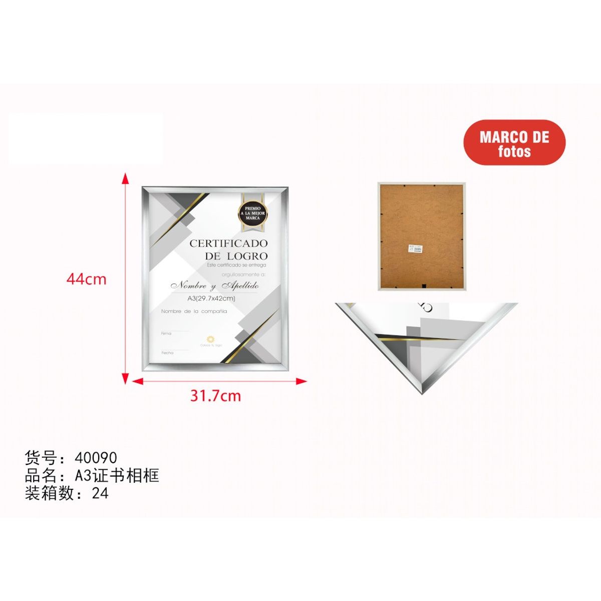 GENERICO Marco para fotos (PLATEADO FINO - 44CM*31.7CM) 40090 ...