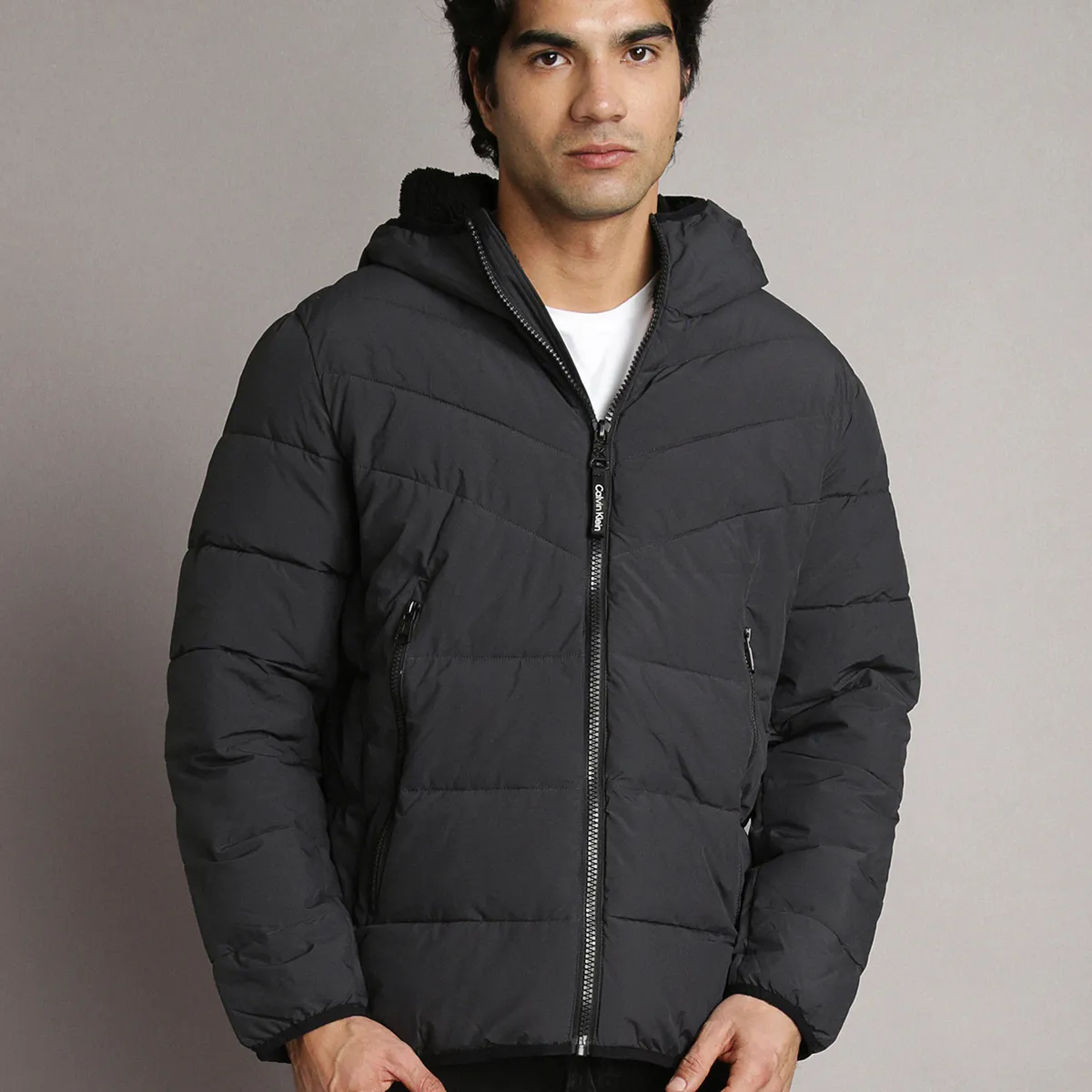 CALVIN KLEIN Parka Stretch con Gorro Gris Calvin Klein | Falabella Chile