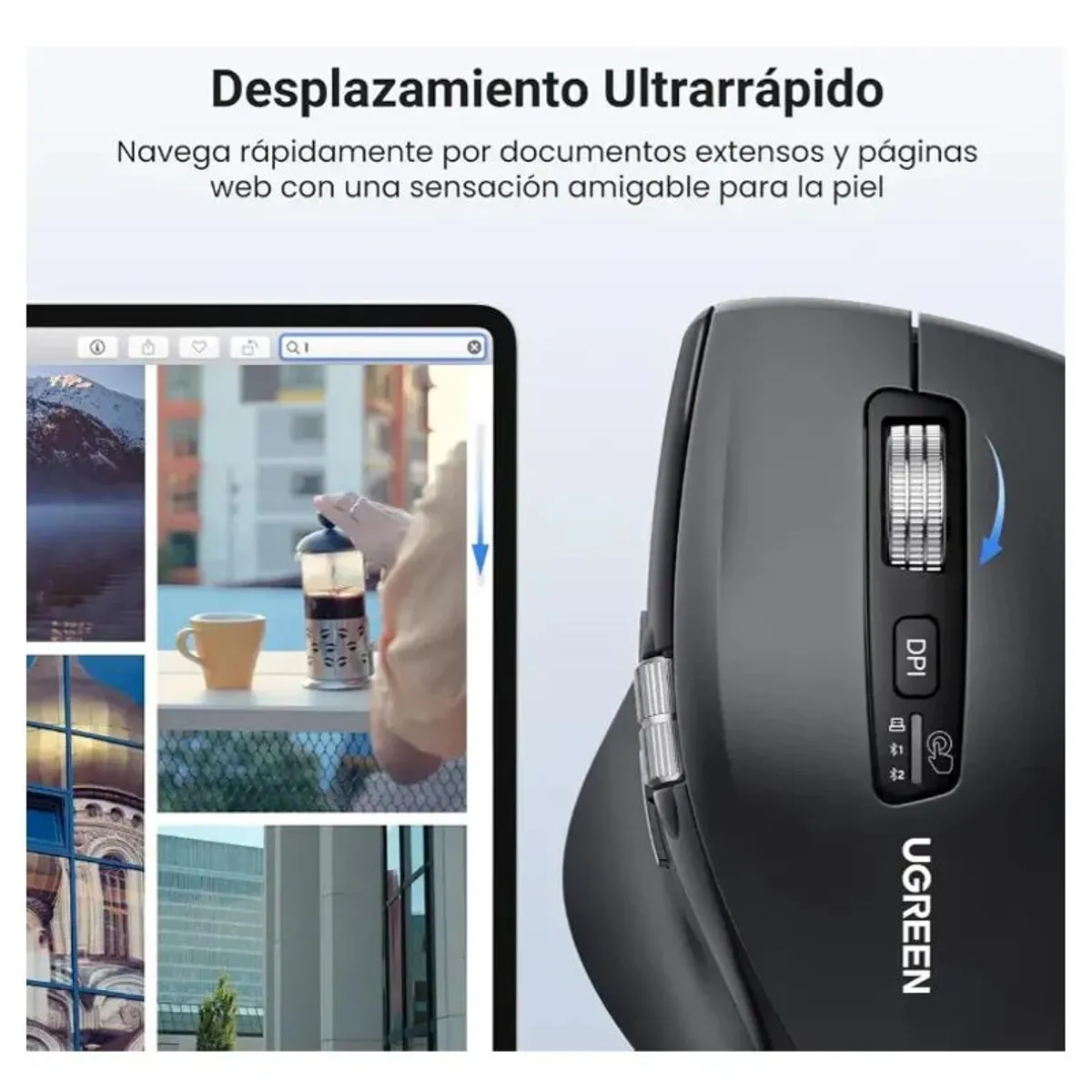 UGREEN Ugreen Mouse Inalámbrico 2.4g & Bluetooth, Scrolling Ultra ...