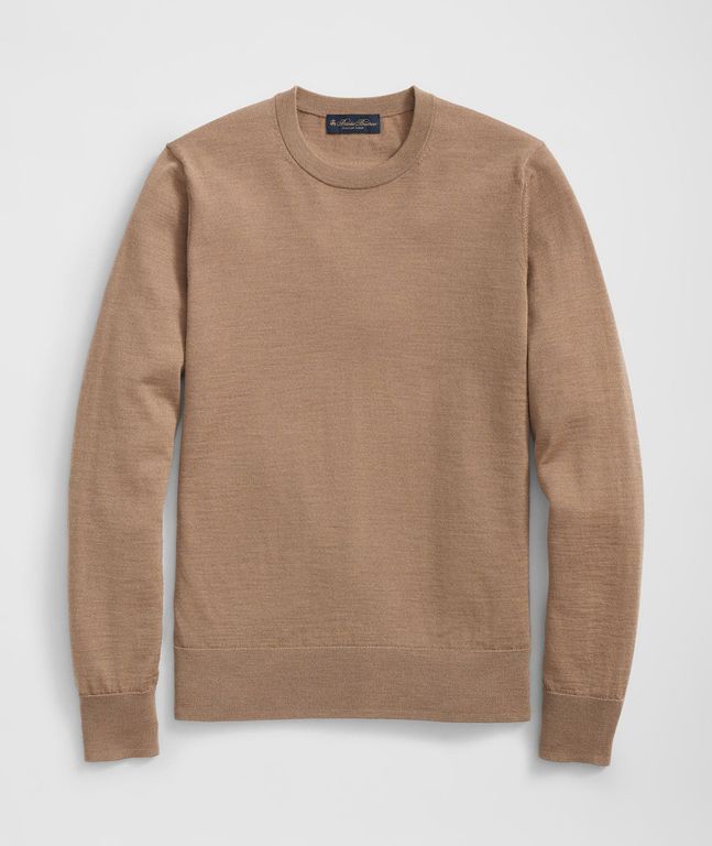 BROOKS BROTHERS Sweater Hombre Ultimate Merino Wool Crewneck Café ...