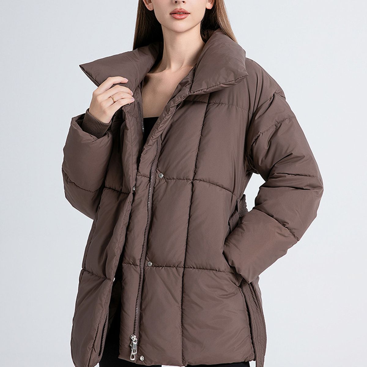 TIOZONEY Parka Manga Larga Mujer - Café | Falabella Chile