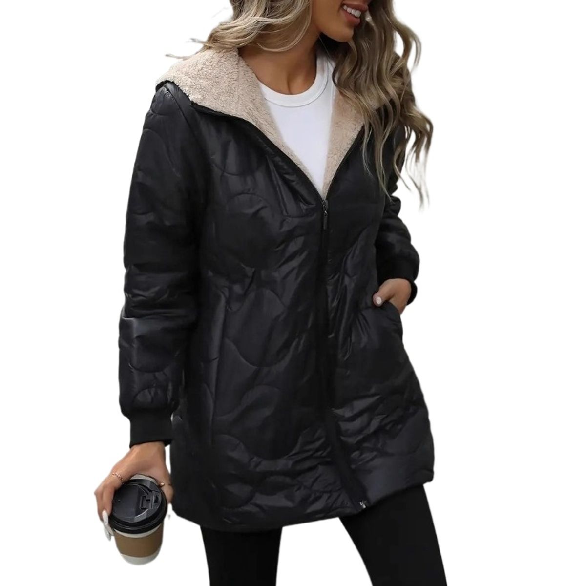 TIOZONEY Parka Manga Larga Mujer - Negro | Falabella Chile