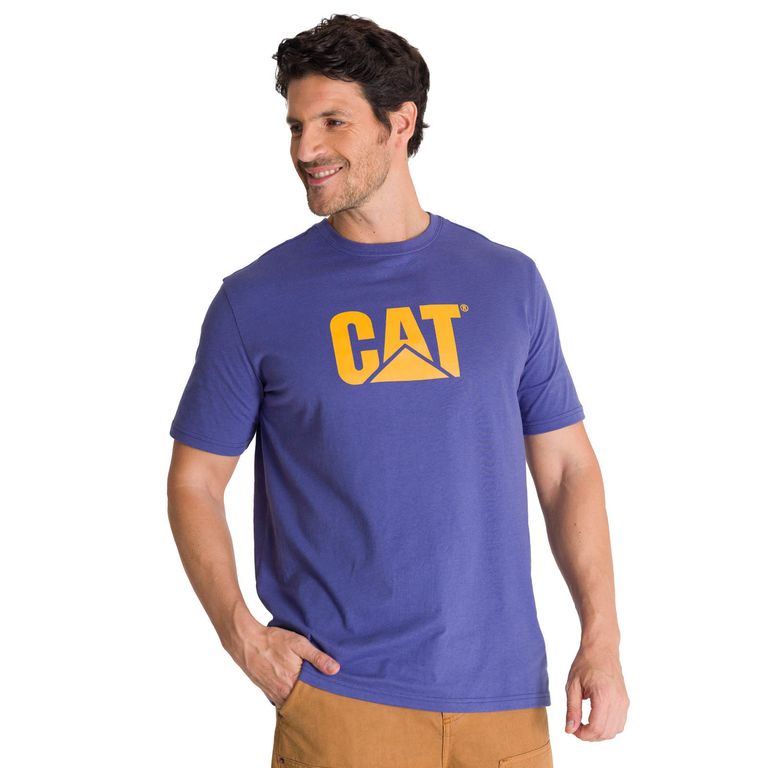 CAT POLERA MANGA CORTA AZUL HOMBRE LOGO TEE CAT | Falabella Chile