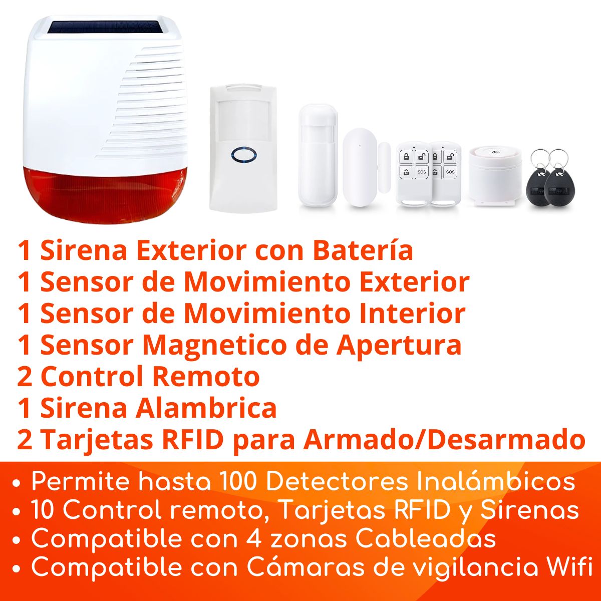 D MOTICA Kit Alarma Inteligente Wifi + GSM 4G, PANEL TOUCH Con Sirena y ...