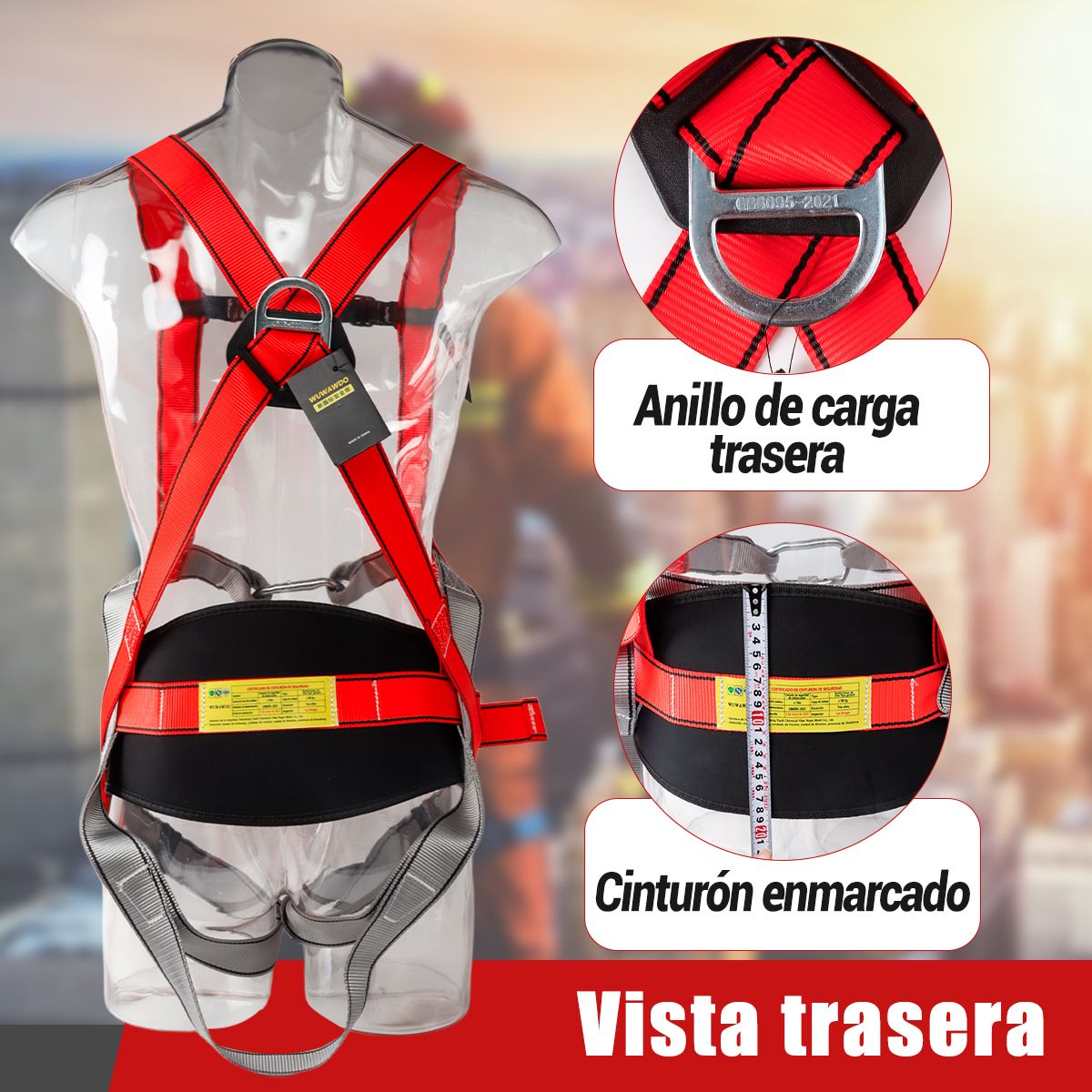 WUWAWDO Arnés Seguridad 4 Argolla Linea De Vida Horizontal Wuwawdo ...