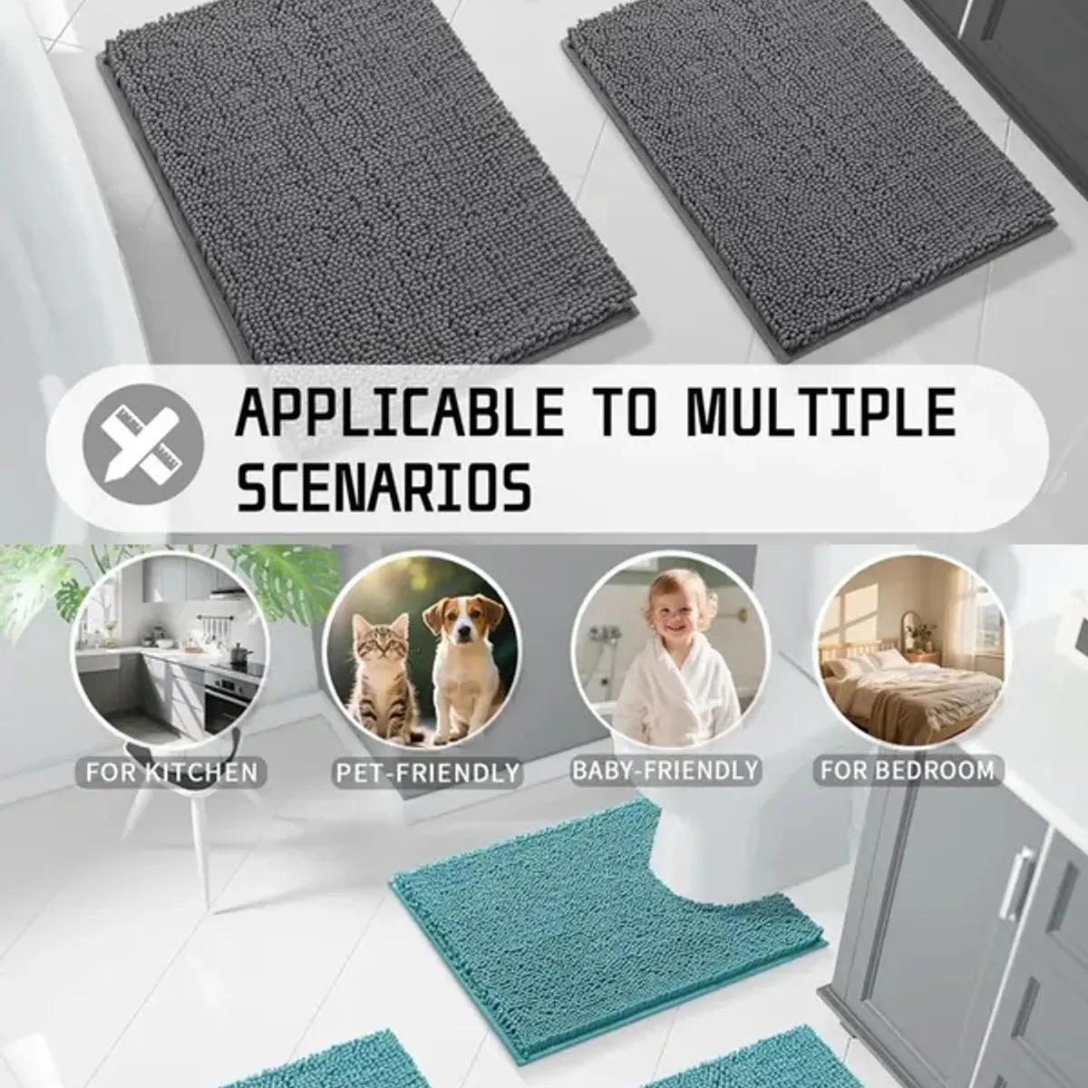 KUANGYE Tapete Alfombrilla De Baño Super Absorbente Piso Tina Ducha ...