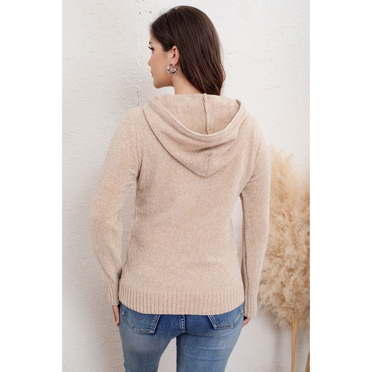 LIKE SHOP Sweater Mujer Invierno Chenille Canguro Con Gorro Colores ...